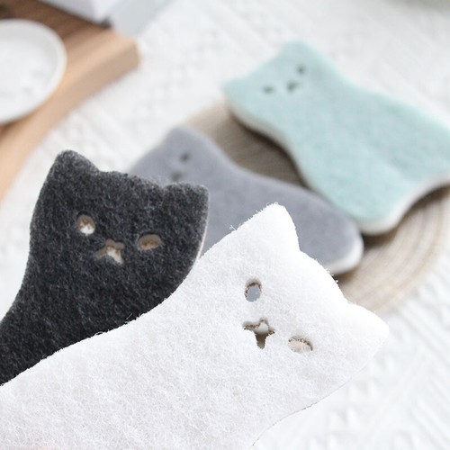 4-Pack Cat Shaped Heavy Duty Scrub Sponges - Multi-Purpose, Gentle ...