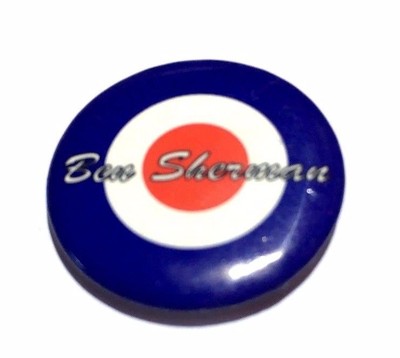 BEN SHERMAN BLUE WHITE RED CIRCLES PIN PINBACK | eBay