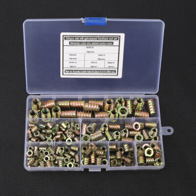 165Pc Hex Thread Insert Nut Galvanized Wood Furniture Nut Set Carbon ...