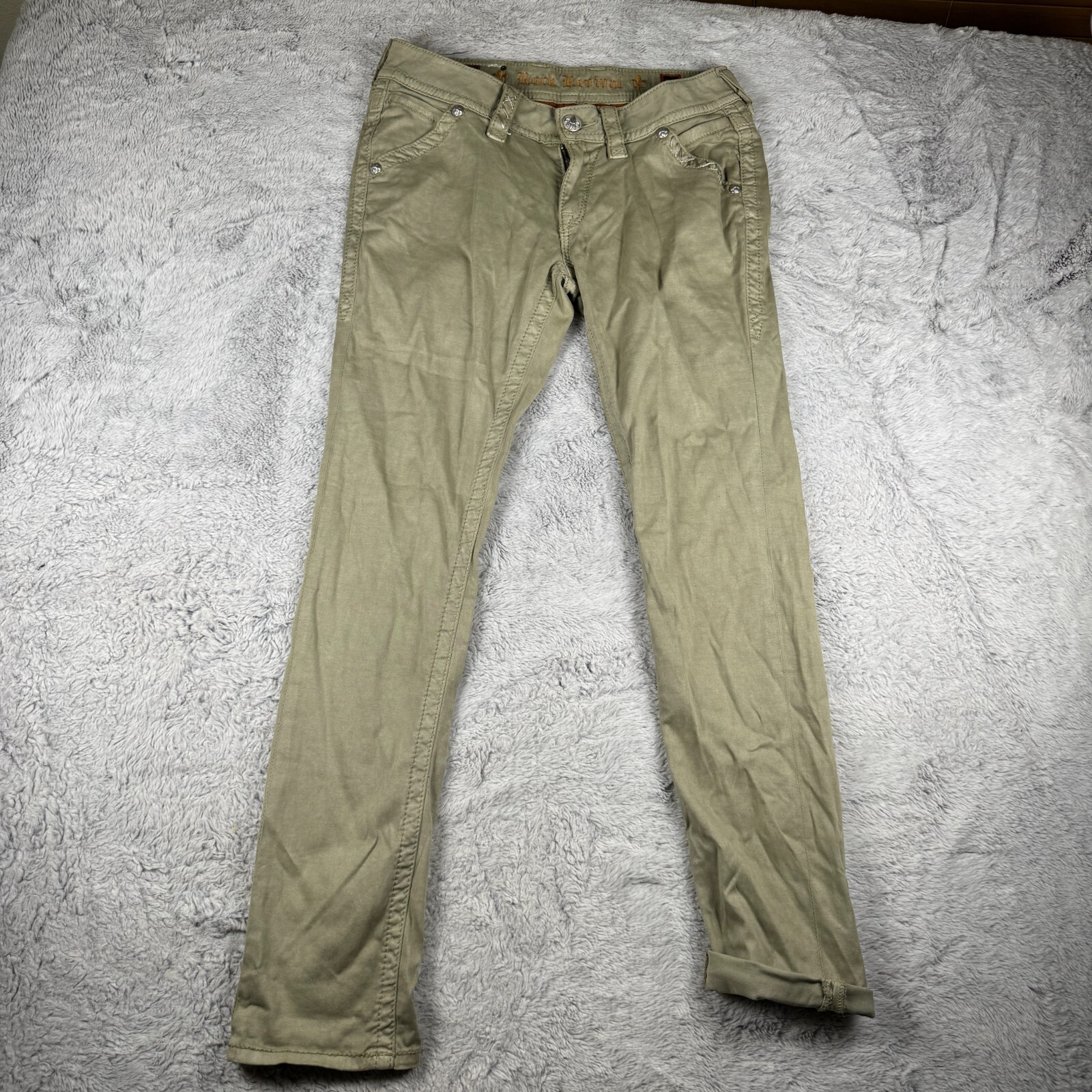 Rock Revival Pants Mens 29x29 Khaki Straight Leg Flap… - Gem