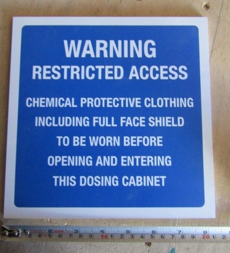 Dosing Cabinet Chemical Safety Sign Self Adhesive Industrial Chemical ...