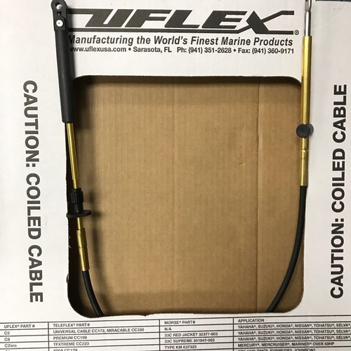 JOHNSON EVINRUDE OMC CONTROL CABLE UFLEX C14 SHIFT THROTTLE CABLE 12FT ...