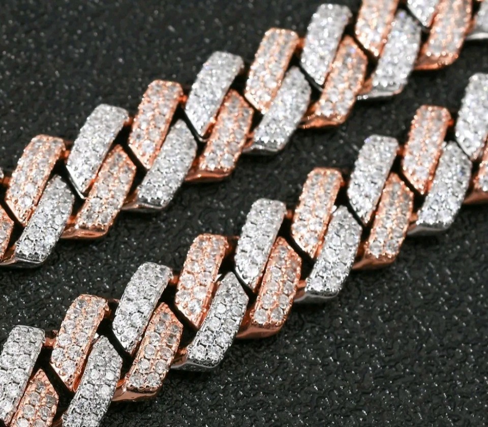 925 Silver 20mm Iced Out Moissanite Multicolor Cuban Link Chain 22inch ...