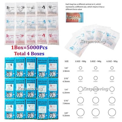 4 Boxes Dental Orthodontic Rubber Bands Elastics Latex Braces 5000Pcs ...