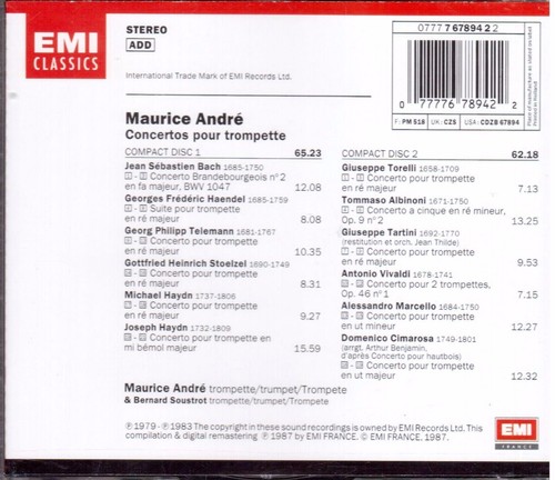 Maurice André : Concertos pour trompette, Bach, Haendel, Telemann ...