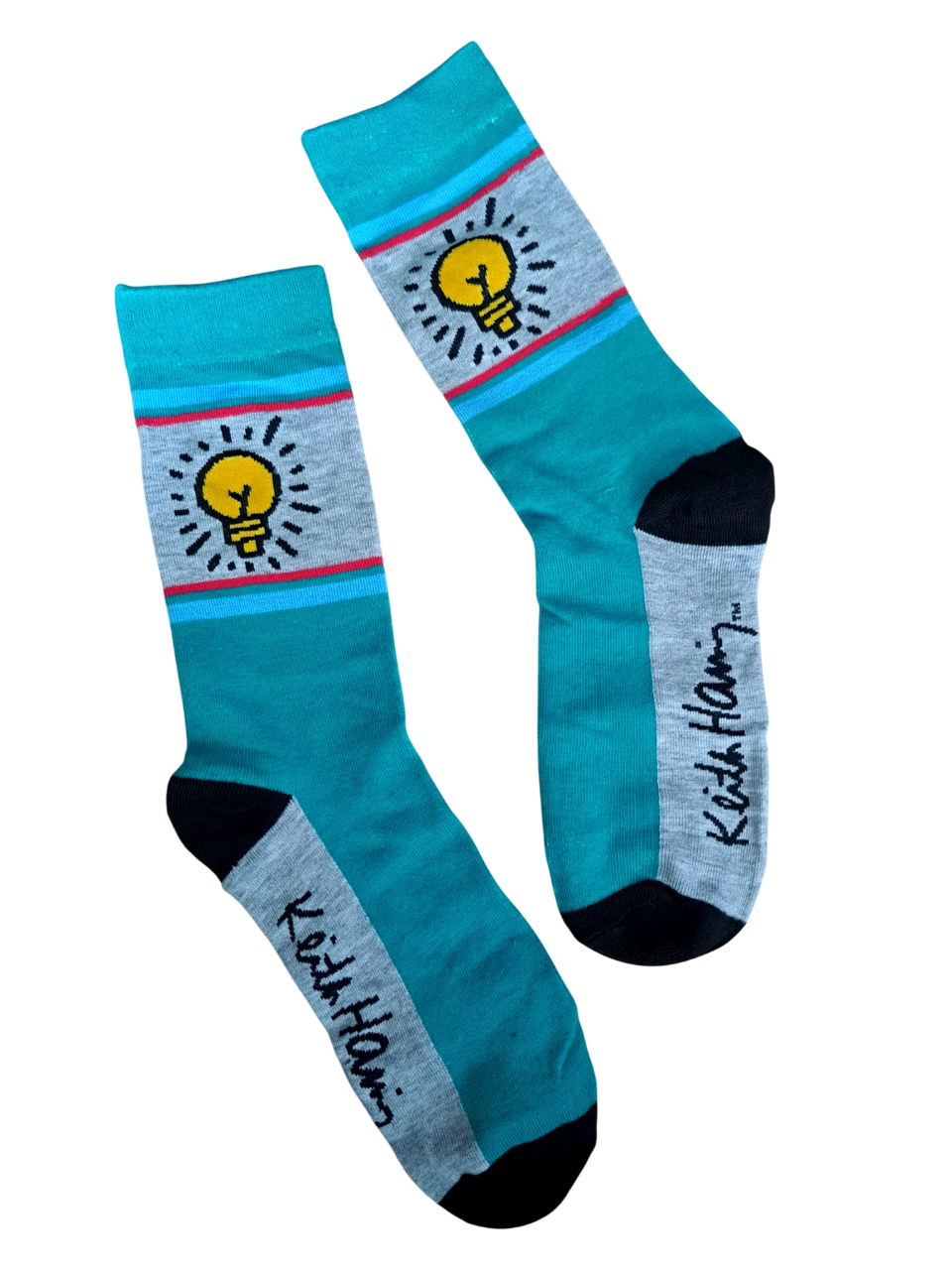 KEITH HARING | Mens Blue Light Bulb Pop Art Socks | One Size UK 7-11 EU ...