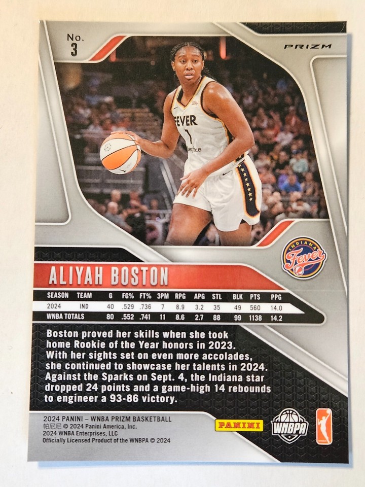 Aliyah Boston - 2024 Panini Prizm WNBA Prizms Ice Rookie Card | eBay