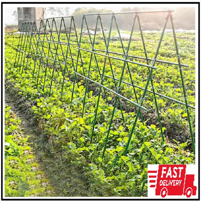 Plant Garden Stakes 6 ft Sturdy Durable Steel Green Plastic Coated 10 ...