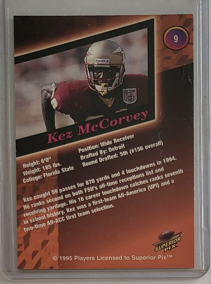 1995 Superior Pix Draft #9 Kez McCorvey Florida State Seminoles ...
