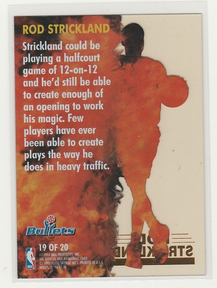 ROD STRICKLAND 1996-97 HOOPS HOT LIST 90'S INSERT ACETATE #19 1:48 ...