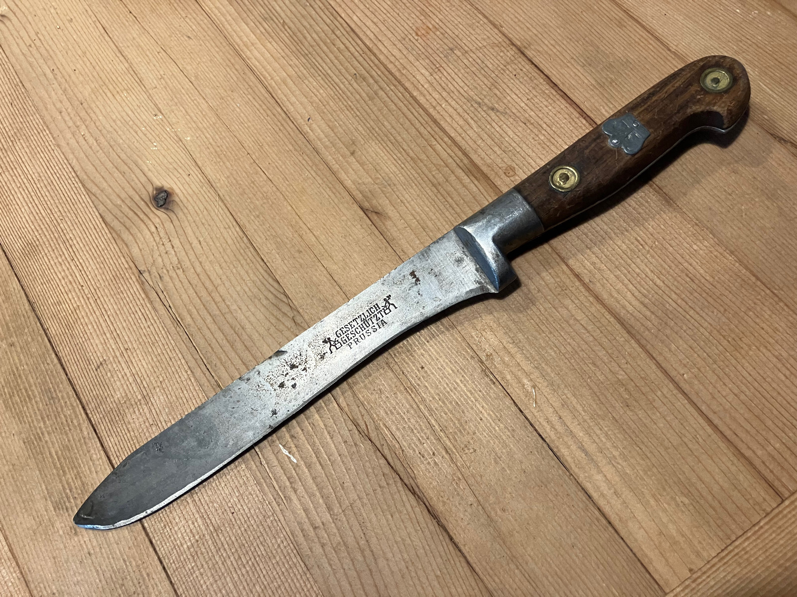 Antique 19th c. Prussian hunting/trade knife, 7" blade, full tang. Very ...
