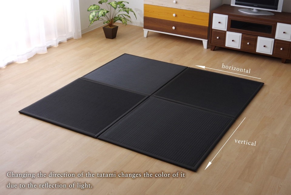 IKEHIKO Water Wipeable Tatami Mat Rug Carpet PP Unit Tatami Black Japan ...