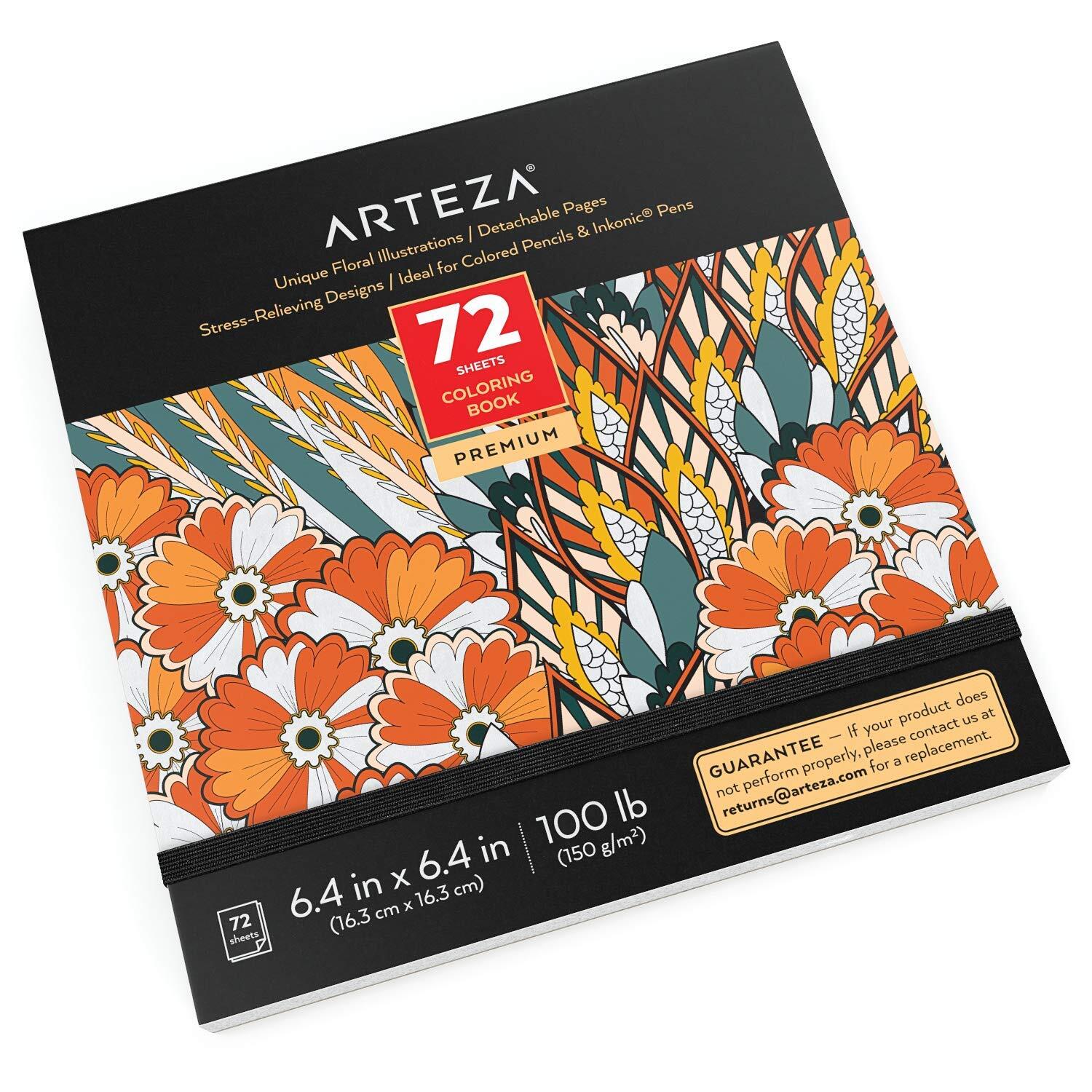 Arteza Coloring Book | Floral Illustrations | 72 Sheets | eBay