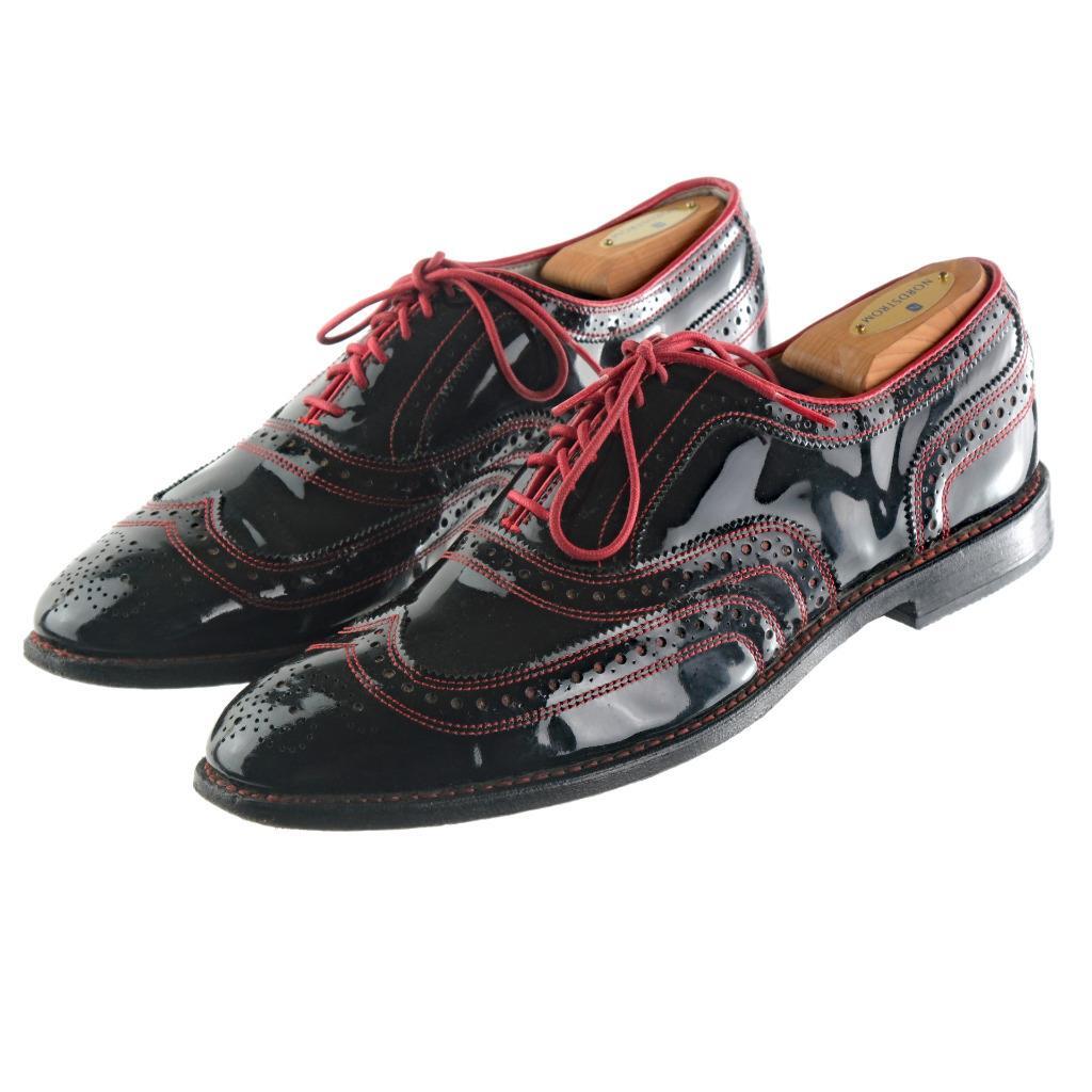 ALLEN EDMONDS Oxfords Dress Shoes Sz. 10.5 D Patent Leather Black & Red ...