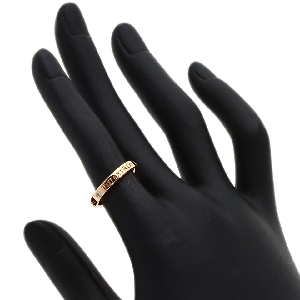 TIFFANY&Co. Ring Flat Band 3P Diamond K18 Pink Gold | eBay