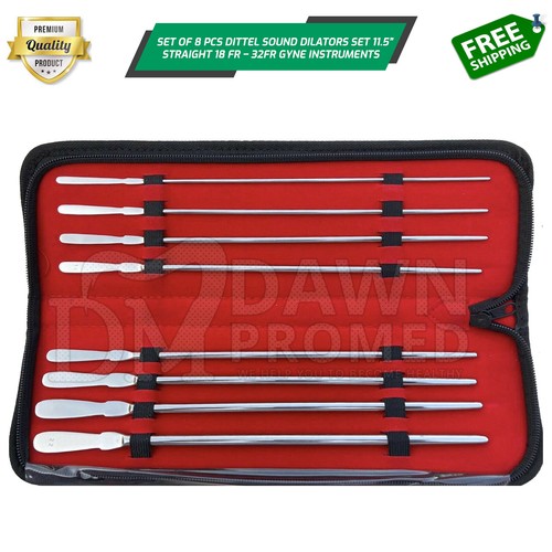 8 Pcs Dittel Urethral Sounds Dilator Set 11.5″ Straight 18 FR – 32F ...