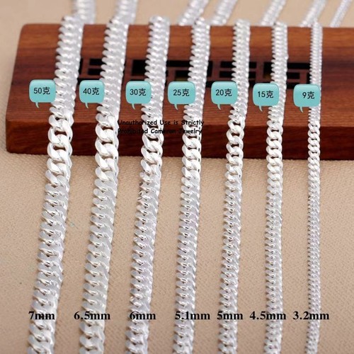 Pure S999 Fine Silver 999 Chain Men Women 3-13mm Curb Link Necklace 16 ...