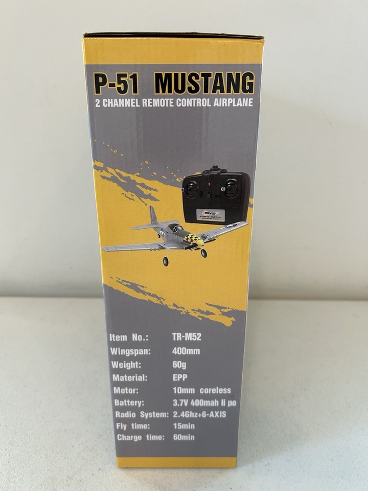 Top Race P-51 Mustang 2-Channel 2.4GHz Remote Control RC Airplane TR ...