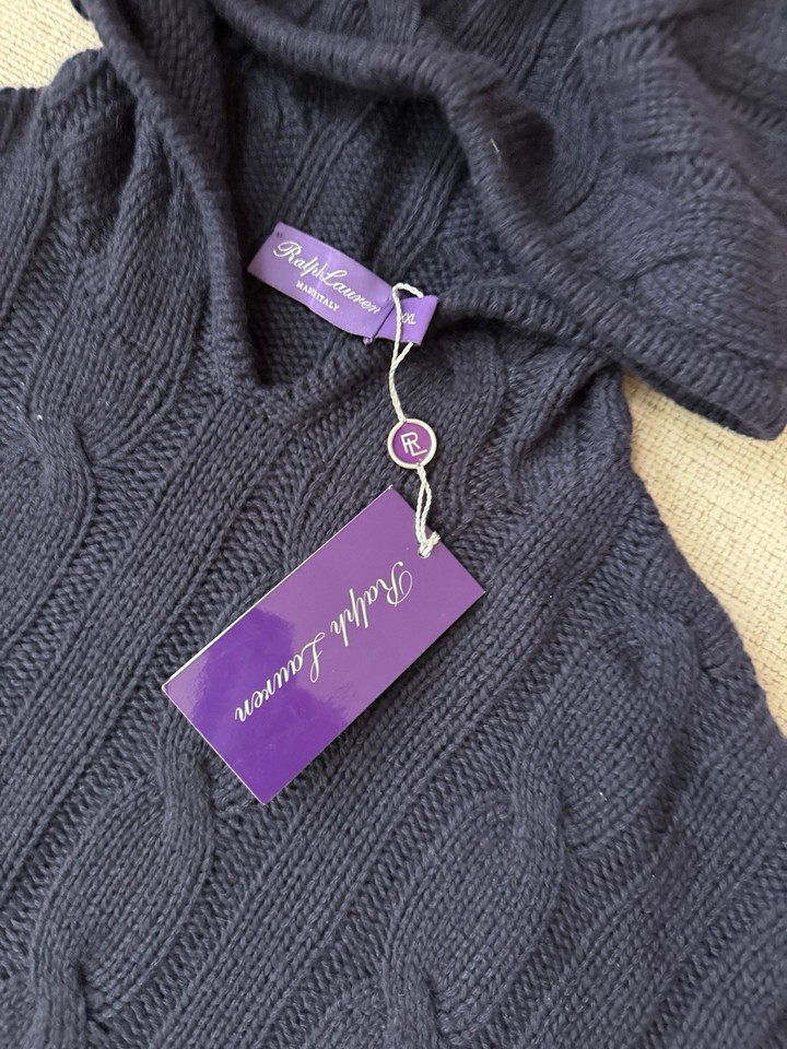 Purple Label Ralph Lauren Navy Blue Cashmere Hooded Sweater Men’s XXL ...