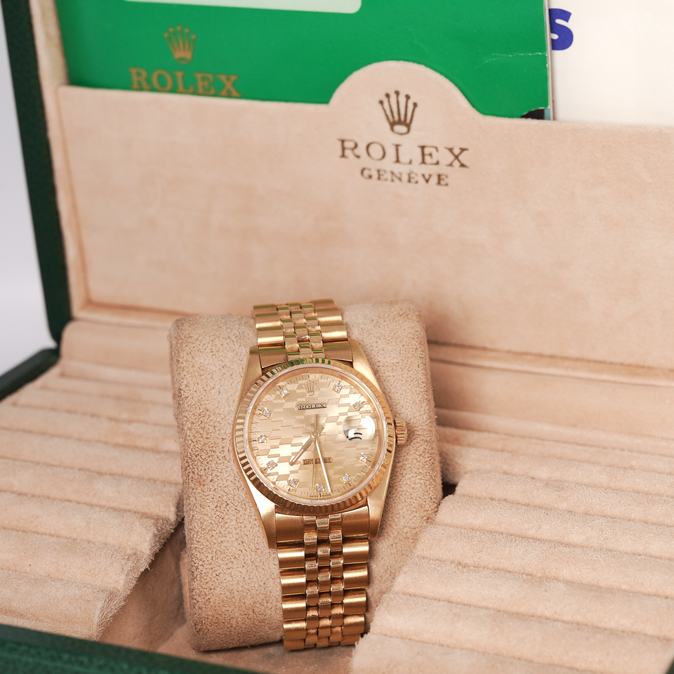 Rolex DateJust 36 18KY Jubilee Chevrolet Diamond Dial Watch Full Set ...
