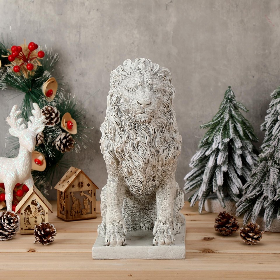 11.4 in Resin Lion Statues Garden Resin Handicraft Lion Animal Statues ...