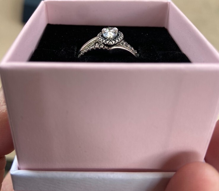 Disney Pandora Sparkling Pear Halo Ring + Sparkling Wishbone Rings ...