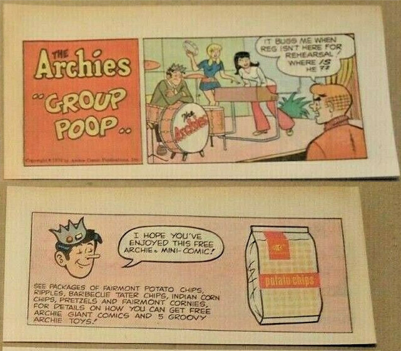 ARCHIE FAIRMONT POTATO CHIP GIVEAWAY PROMO MINI COMIC 1970 GROUP POOP ...