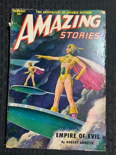 1951 Jan AMAZING STORIES Pulp Fiction Magazine G/VG 3.0 Empire of Evil ...