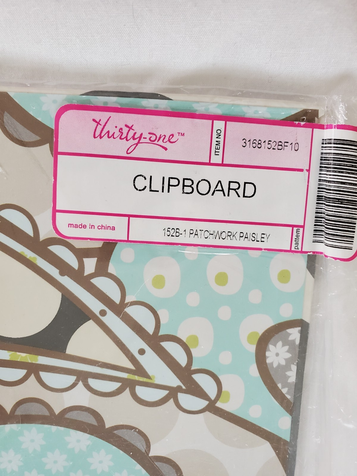 Thirty-One Clipboard Decorated with Graphics & Ribbon "Patchwork ...