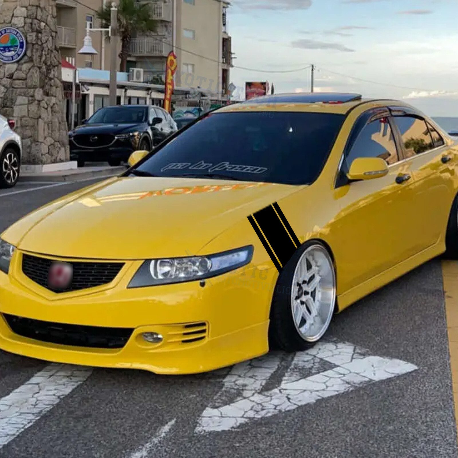 Black Die-cut KK Vinyl Car Front Hood Bumper Stripe Sticker Decal ...