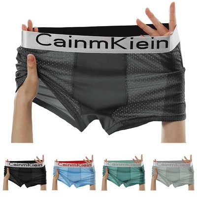 Men Breathable Ice Silk Mesh Underwear Boxer Briefs Lightweight Soft ...