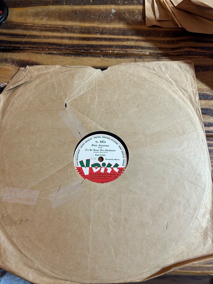 V Disc Record 78 RPM Single War Department 1945 Bing Crosby Christmas ...
