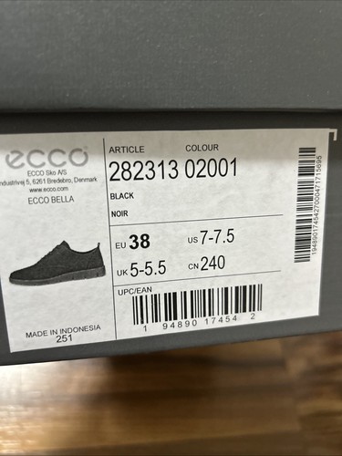 Women's Oxfords ECCO Bella 28231302001 38 Black (194890174542) | eBay
