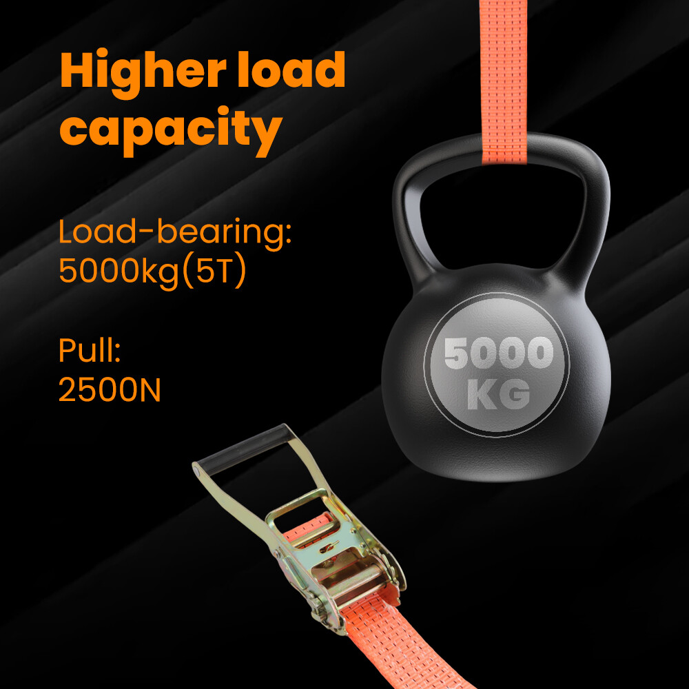 x10 50MM 6 Metre 5 Ton Ratchet Straps - 5000KG 6M 5T Tie Down Lashing ...