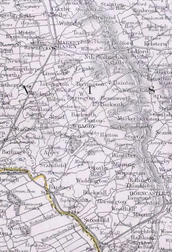 1864 LARGE ANTIQUE MAP ~ LINCOLNSHIRE SPALDING BOSTON GREAT GRIMSBY ...