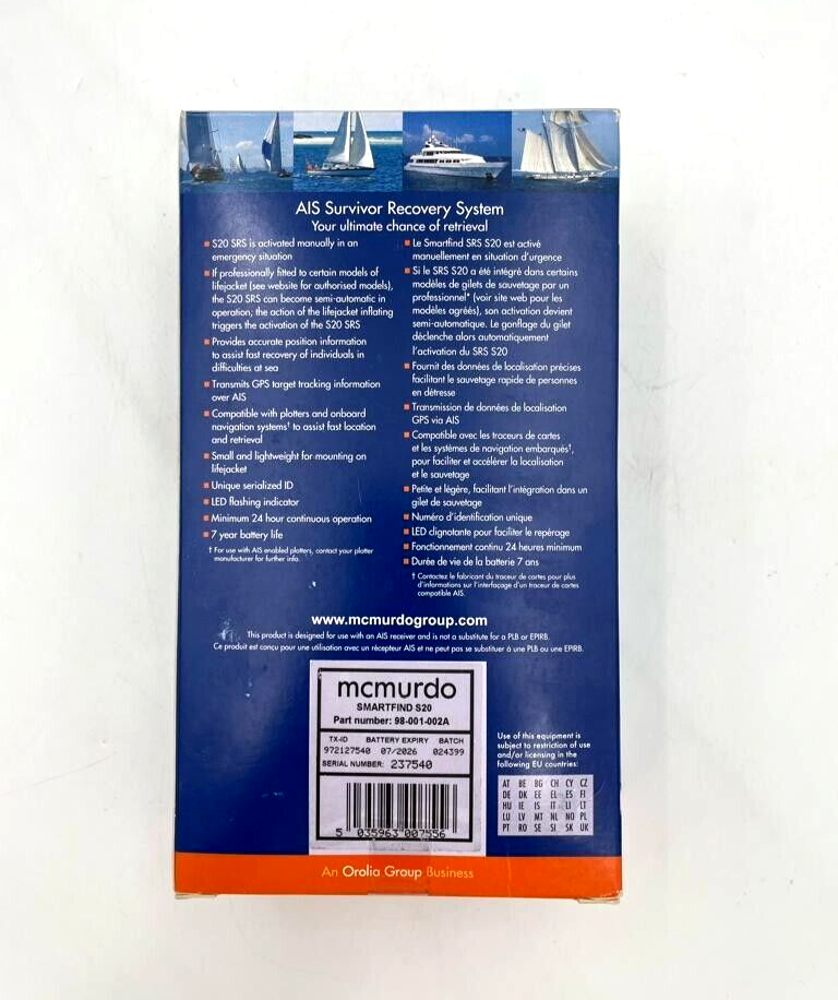 MCMURDO SMARTFIND S20 98-001-002A AIS SURVIVOR RECOVERY SYSTEM | eBay
