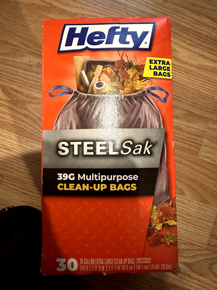 Hefty Steelsak Heavy Duty Large Trash Bags, Gray, Unscented, 39 Gallon ...