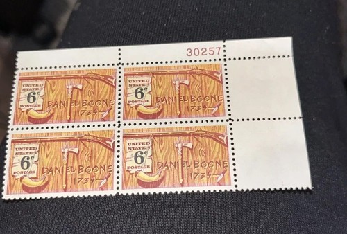 Scott Catalog # 1357- 1968 6c Daniel Boone US Postage Stamp Plate Block ...
