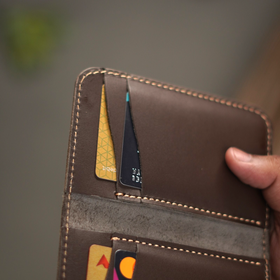 Genuine Handmade Full Grain Pure Leather Bifold Vertical Wallet For Men ...