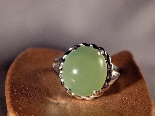 Ladies 6.09 Ct. Oval Cabochon Vesuvianite Idocrase Ring Sterling Silver ...