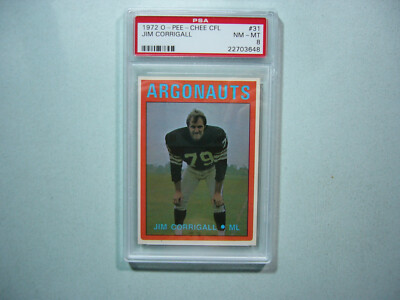 1972 O-PEE-CHEE CFL FOOTBALL CARD #31 JIM CORRIGALL PSA 8 NM/MINT ...