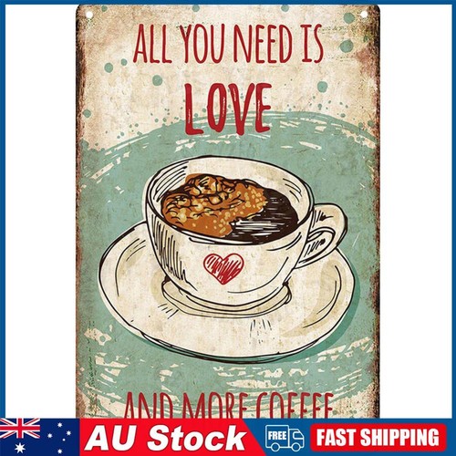 Home Weatherproof Retro Chic Love Coffee Sign Iron Painting Wall Art ...