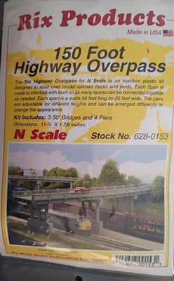 Open Rix Products N Scale 150 Foot Highway Overpass Bridge Kit 628-0153 ...