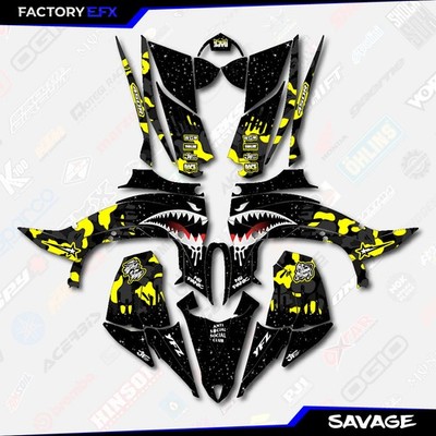 Black Yellow Savage Camo Racing Graphics kit fits 14-25 Yamaha YFZ450R ...