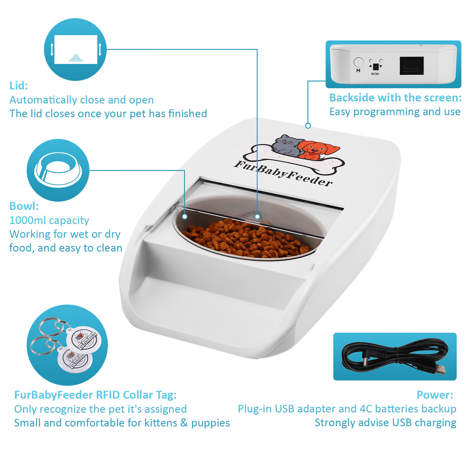 FurBabyFeeder™ Automatic Microchip Pet Feeder - Uses RFID Collar Tag ...