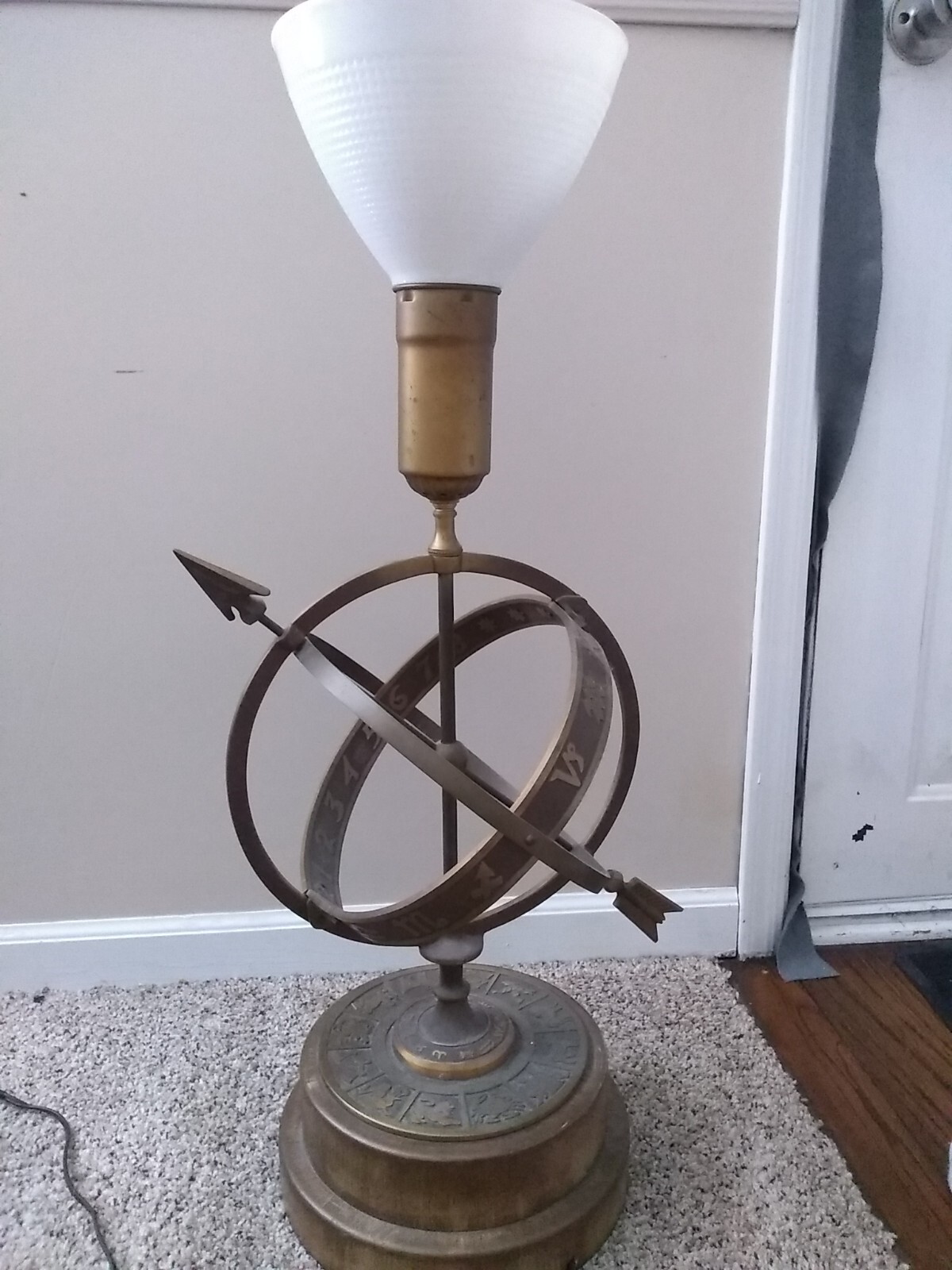 Rare Vintage Armillary Astrological Zodiac Bronze Table Lamp By ...