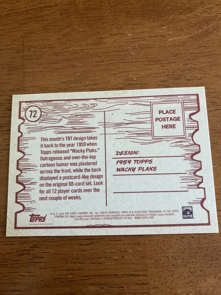 2024 Topps Throwback Thursday Roger Maris 1959 WACKY PLAKS Yankees #72 ...