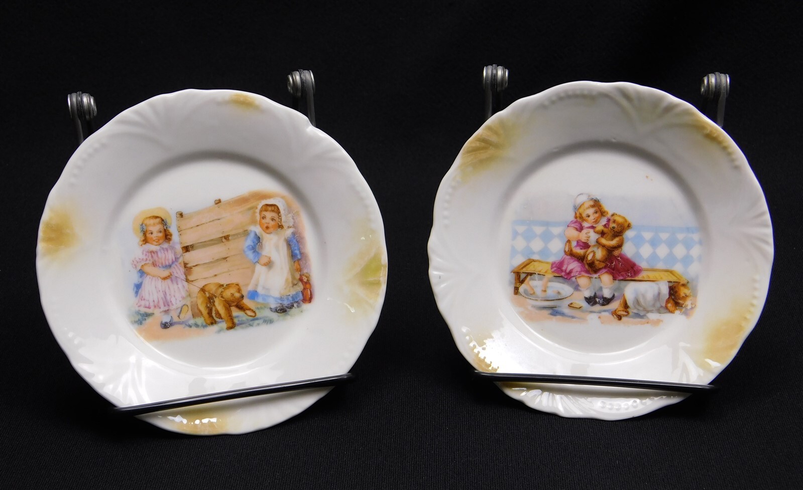 Antique Lusterware Germany Teddy Bear Child’s Tea Set Plates Set of 2 ...