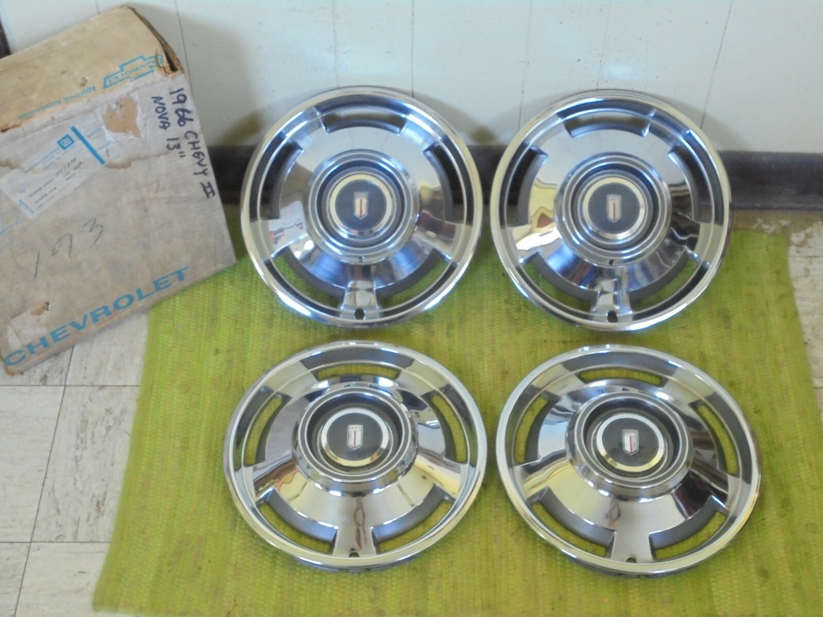NOS 1966 Chevrolet Hub Caps 13" Set of 4 Chevy II Wheel Covers 66 Nova ...