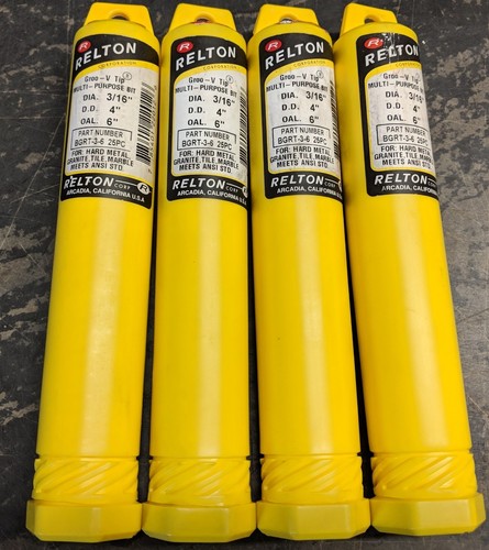 3/16" x 6" Relton GRT Groo-V Tip Porcelain & Stone Tile Drill Bits ...